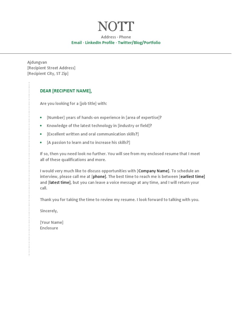 Dear (Recipient Name) ,: Email Linkedin Profile Twitter/Blog/Portfolio ...