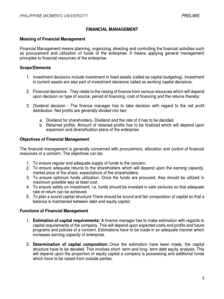 Financial Management Meaning of Financial Management | Download Free ...