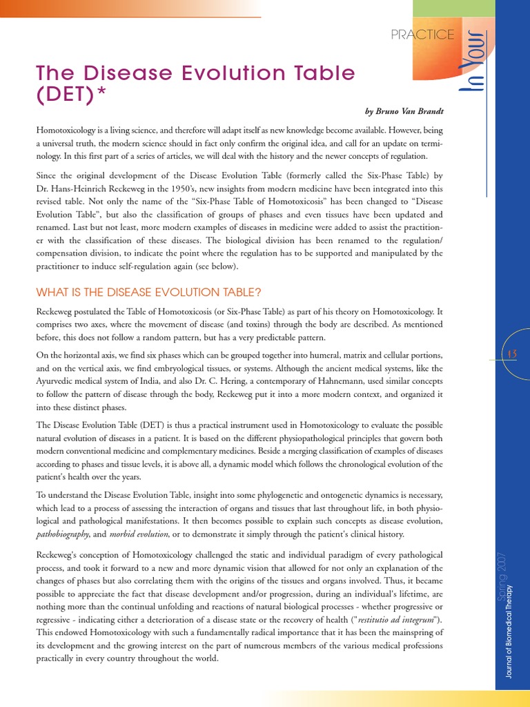 Homotoxicology's Disease Evolution | PDF | Homeopathy | Pathology