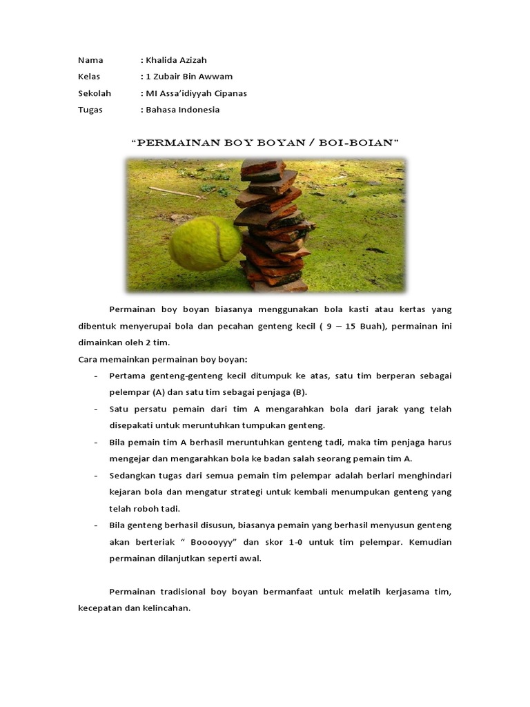 Permainan Tradisional Boy Boyan | PDF