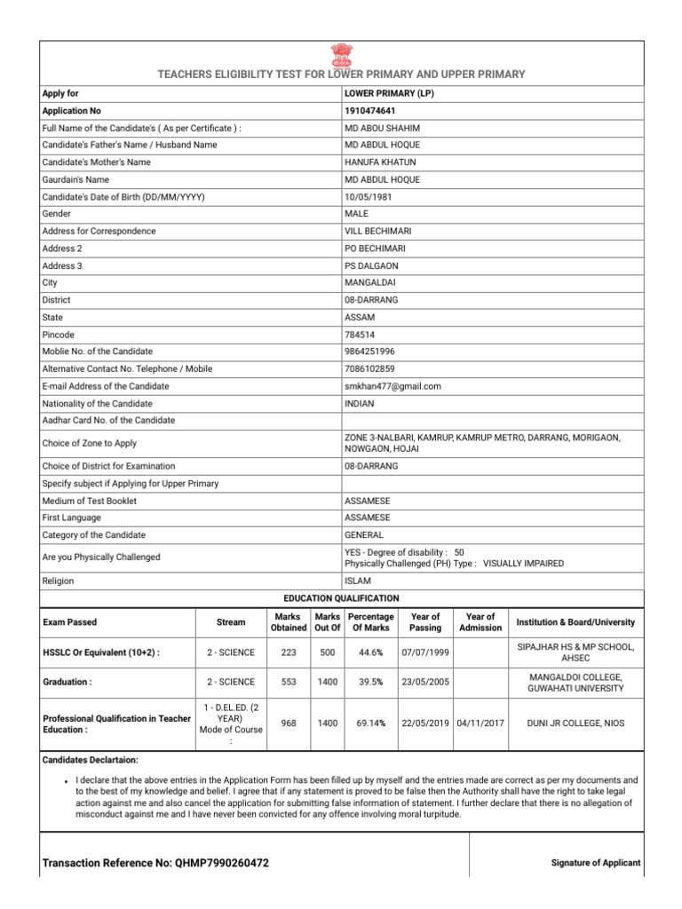 Assam TET App Form | PDF | University And College Admission | Test ...