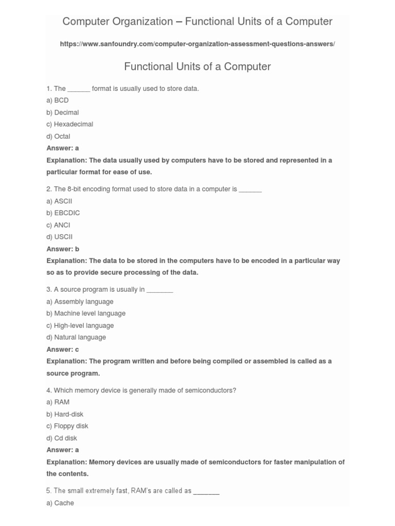 Computer Organization - Functional Units of A Computer | PDF | Subroutine | Input/Output
