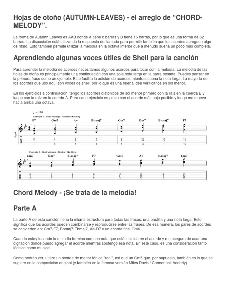 Diagrama De Acordes De Hojas De Otoño