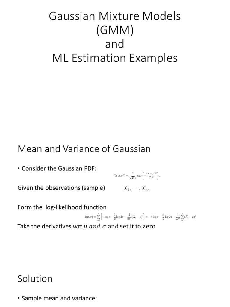Gaussian Mixture Models (GMM) and ML Estimation Examples | PDF ...