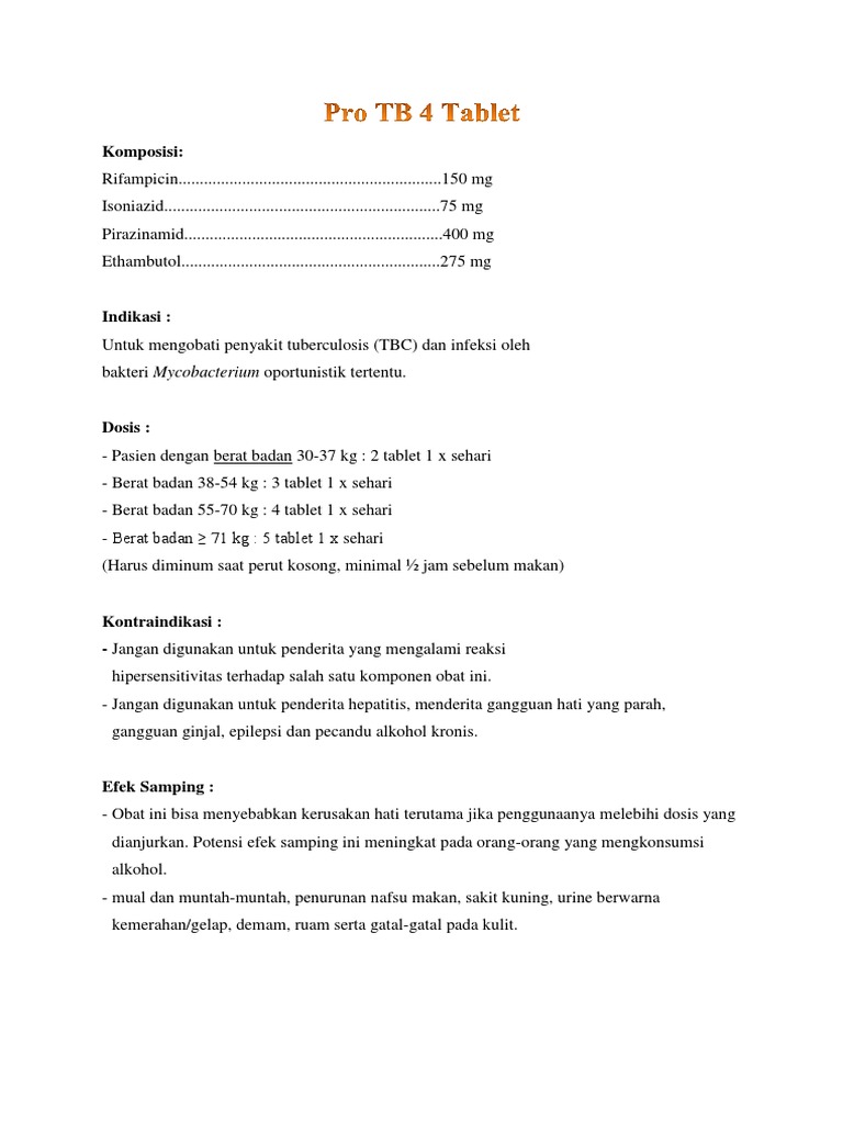 Pro TB 4 Tablet | PDF | Kesehatan Holistik
