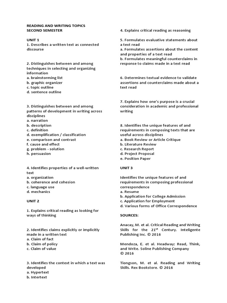 Reading and Writing Topics 1 | PDF | Writing | Semiotics