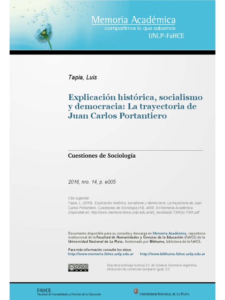 Tapia - Explciación Histórica, Socialismo y Democracia La Trayectoria ...