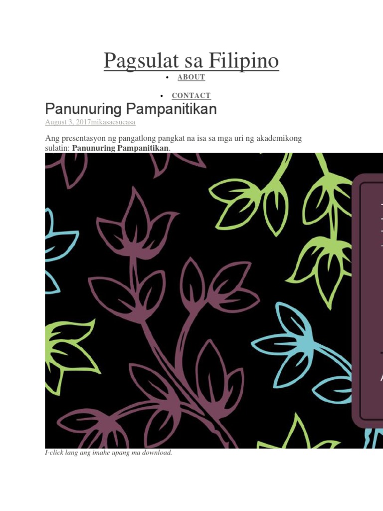 Pagsulat Sa Filipino | PDF