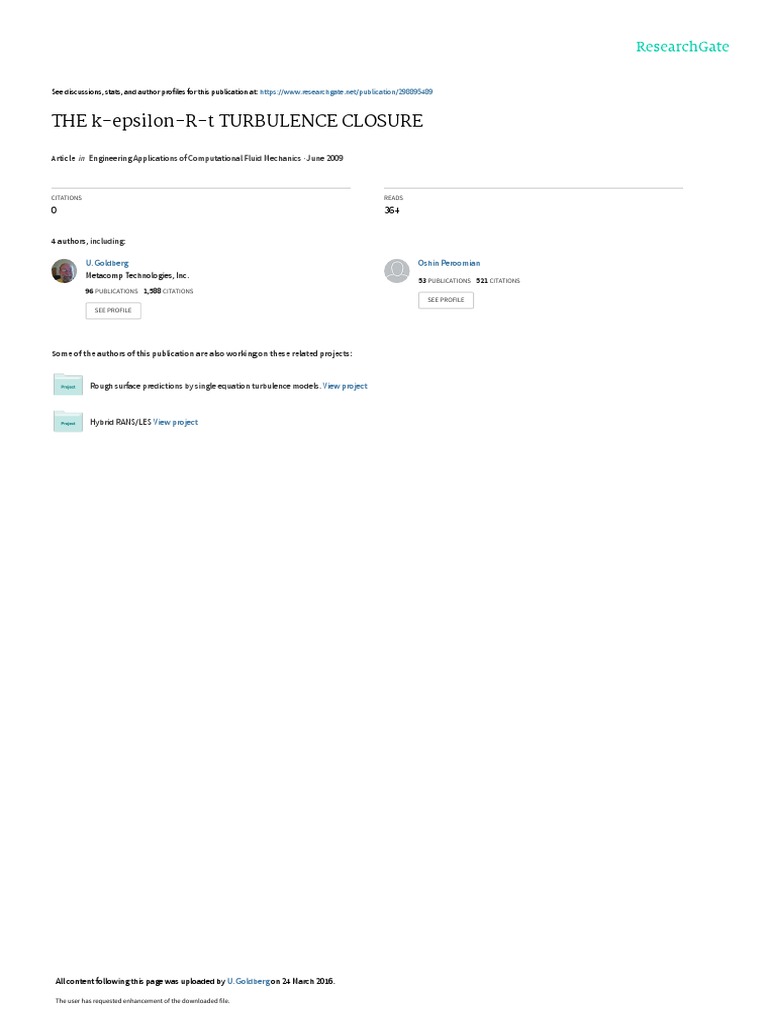 The k-ε-Rt Turbulence Closure: A 3-Equation Model Combining k-ε and Rt ...