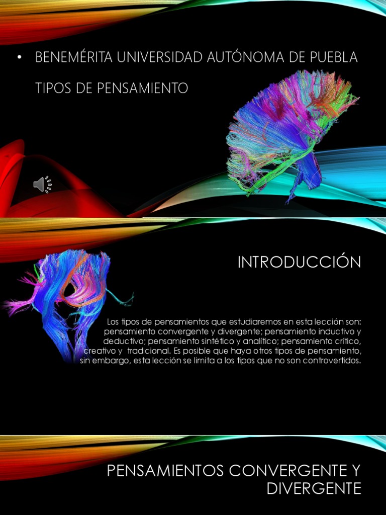 Tipos de pensamiento: convergente, divergente, inductivo, deductivo, sintético, analítico ...
