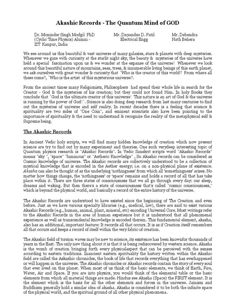 Akashic Records - The Quantum Mind of GOD PDF | PDF | Universe | Waves