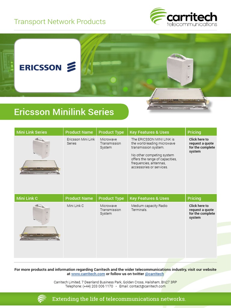 Ericsson Minilink Series: Transport Network Products | PDF ...