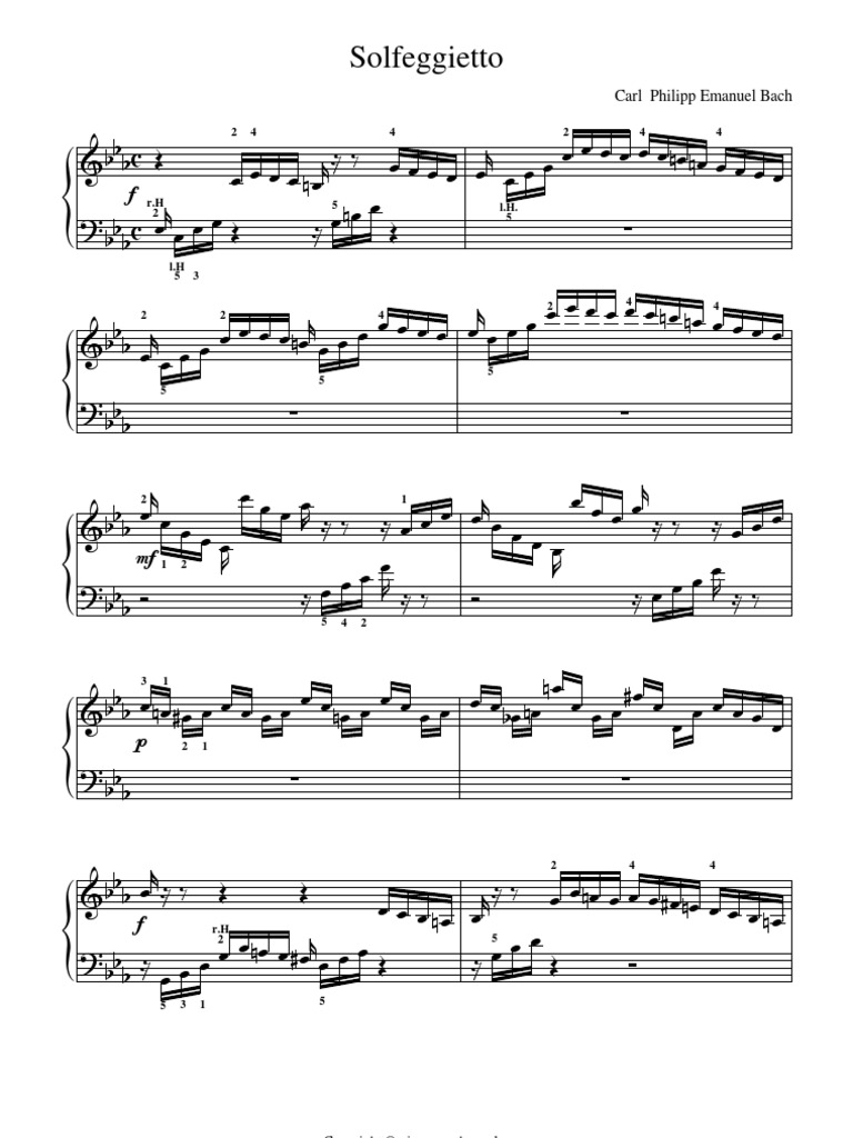Solfeggietto: Carl Philipp Emanuel Bach | PDF | Bach Family | Lutheran ...