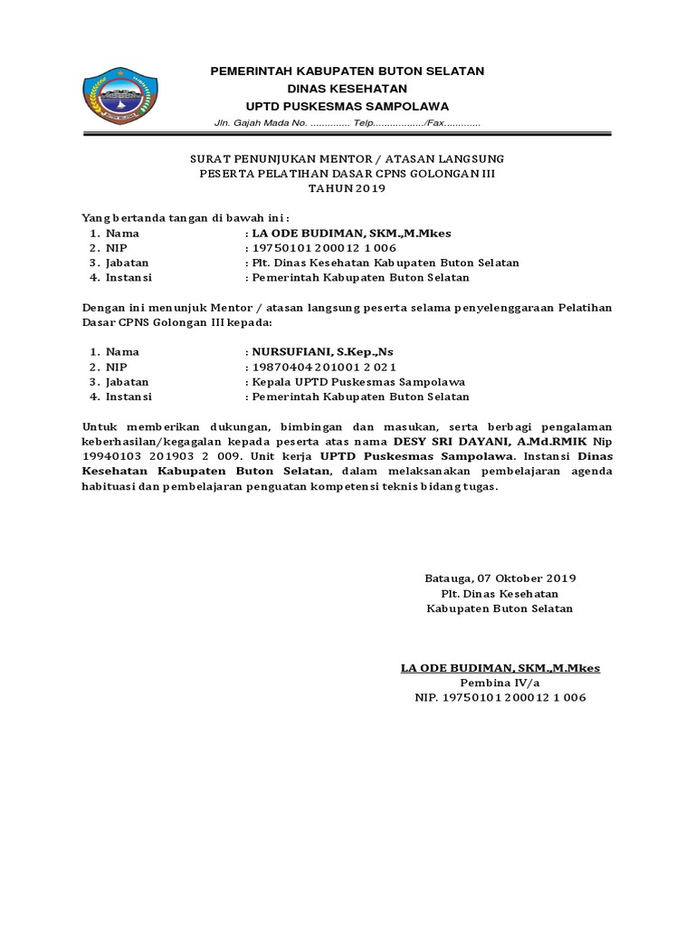 Surat Penunjukan Mentor | PDF