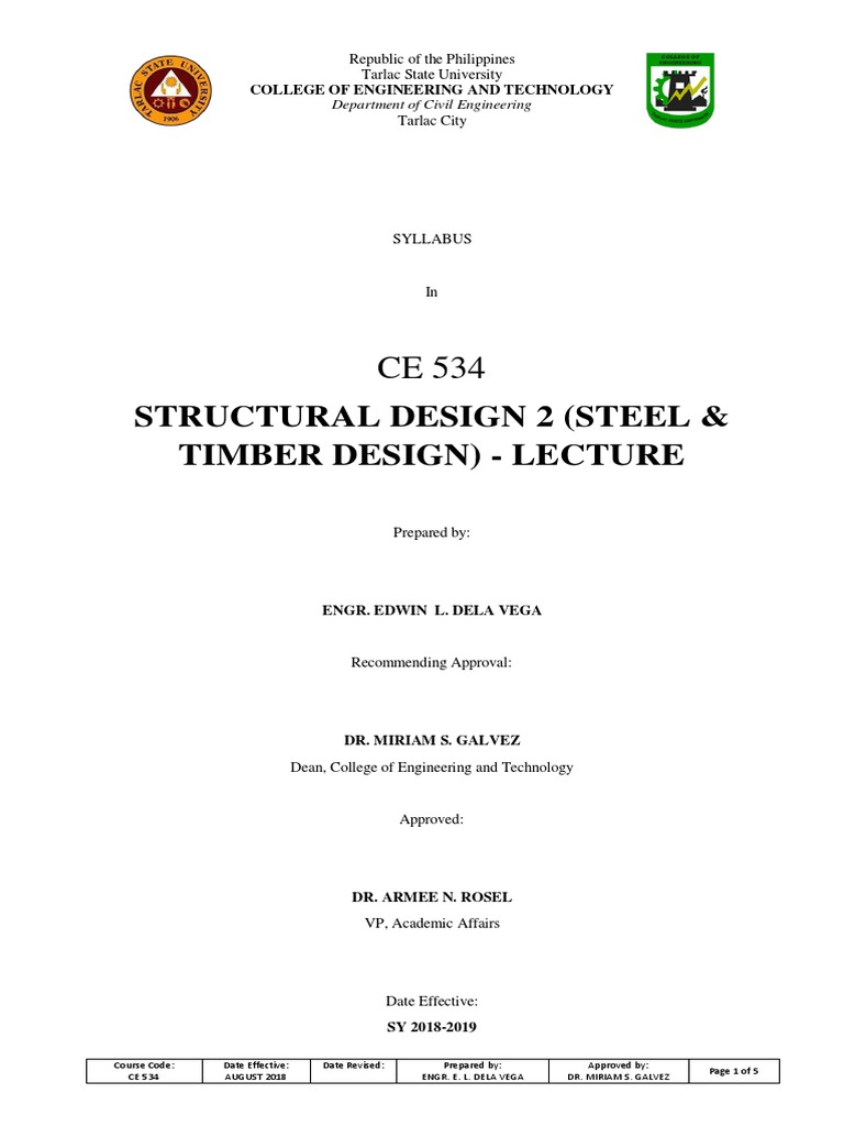 Structural Design 2 (Steel & Timber Design) - Lecture: College of ...