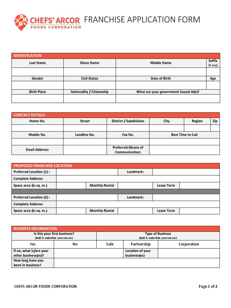 Franchise Application Letter | PDF | Cheque | Lease