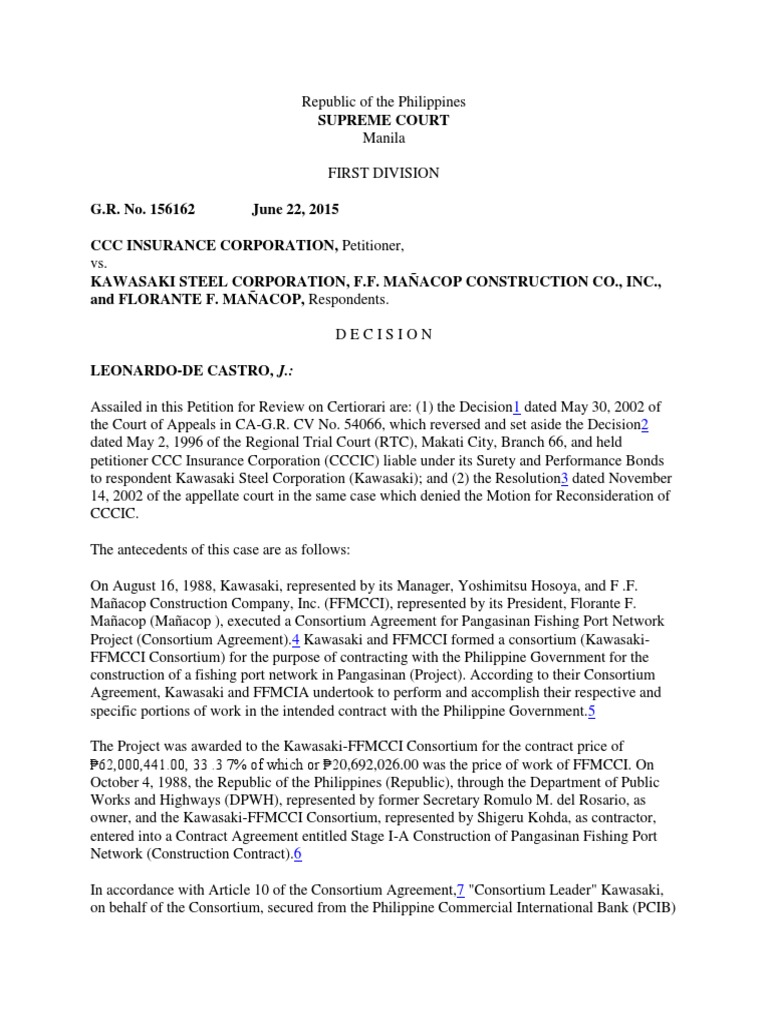 CCC Insurance Corporation vs. Kawasaki Steel Corporation | PDF ...