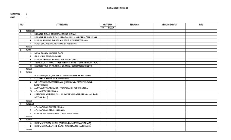 Form Supervisi 5r | PDF
