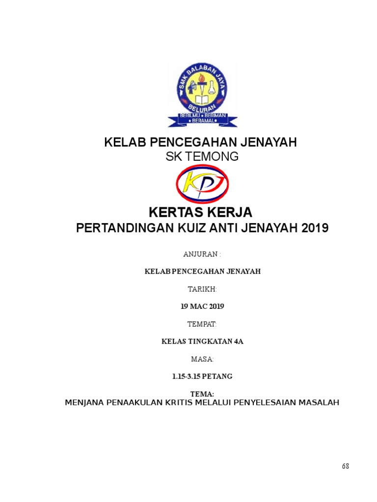 Kertas Kerja Kuiz KPJ 2019 | PDF