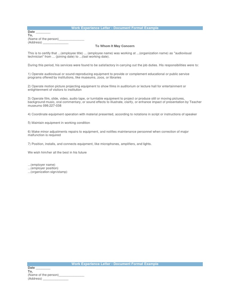 Work Experience Letter | PDF | Multimedia | Graphics