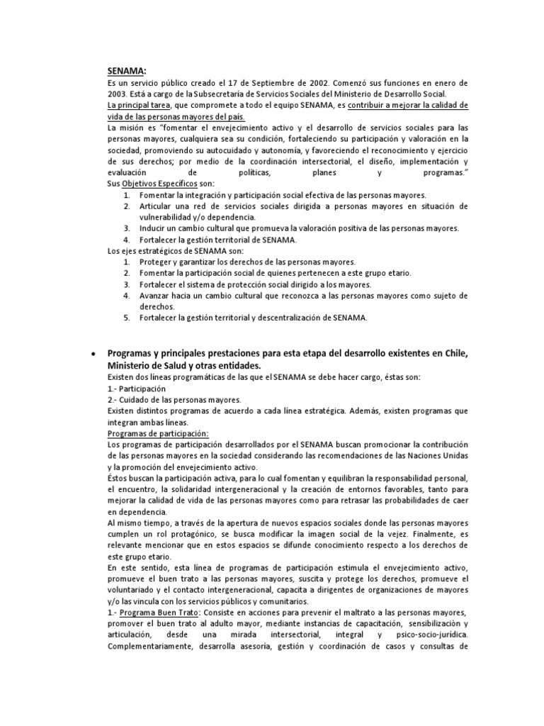 SENAMA | PDF | Vejez | Bienestar
