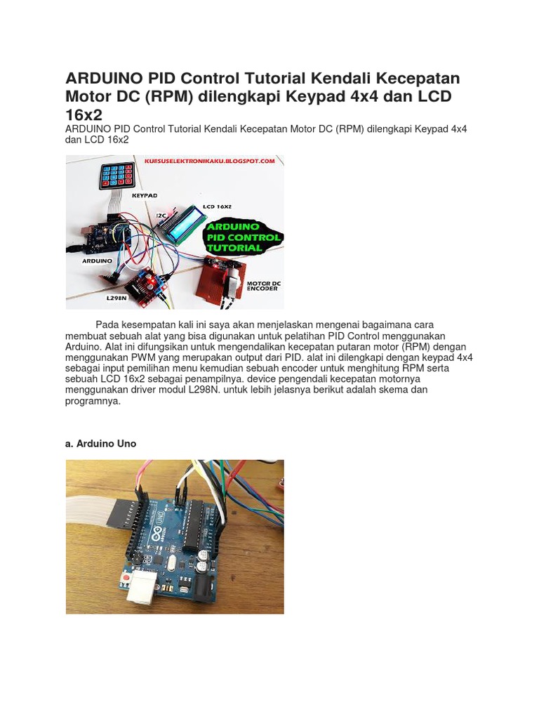 ARDUINO PID Control Tutorial Kendali Kecepatan Motor DC | PDF