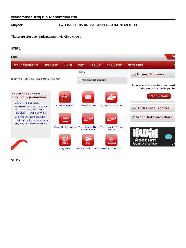 CIMB Online Payment Method | PDF