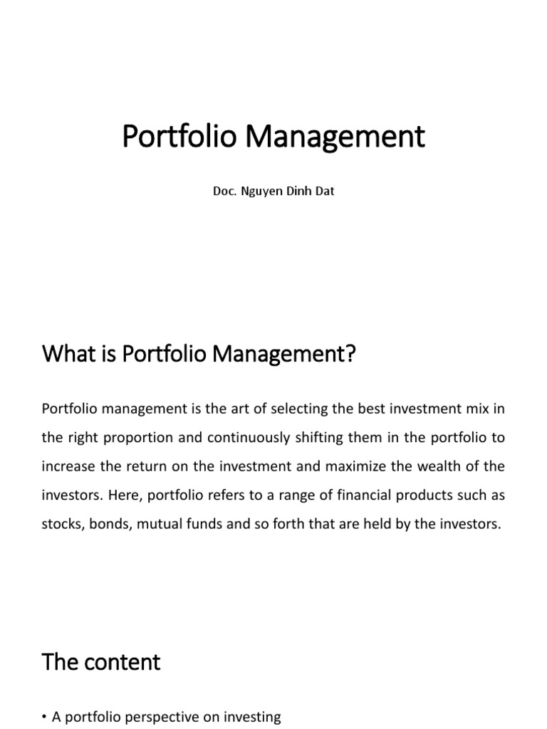 Portfolio Management 1 | PDF | Investment Fund | Mutual Funds