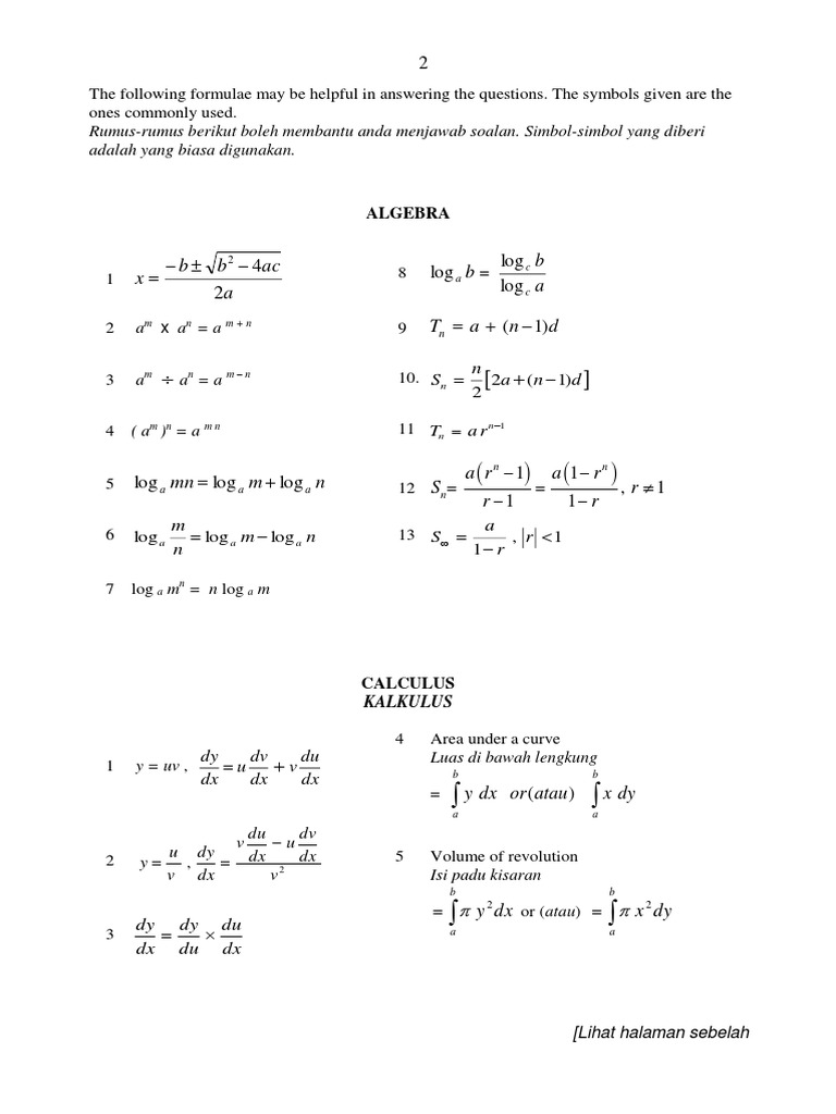 Rumus Add Math | PDF