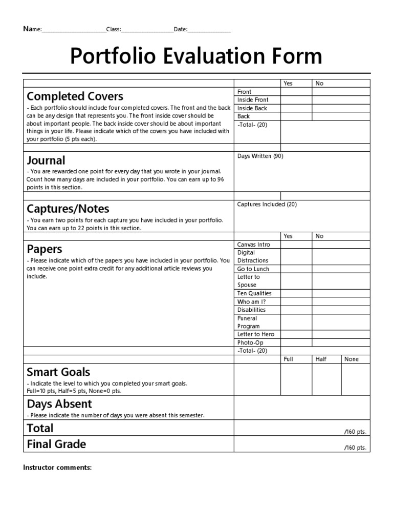 Portfolio Evaluation | PDF | Learning