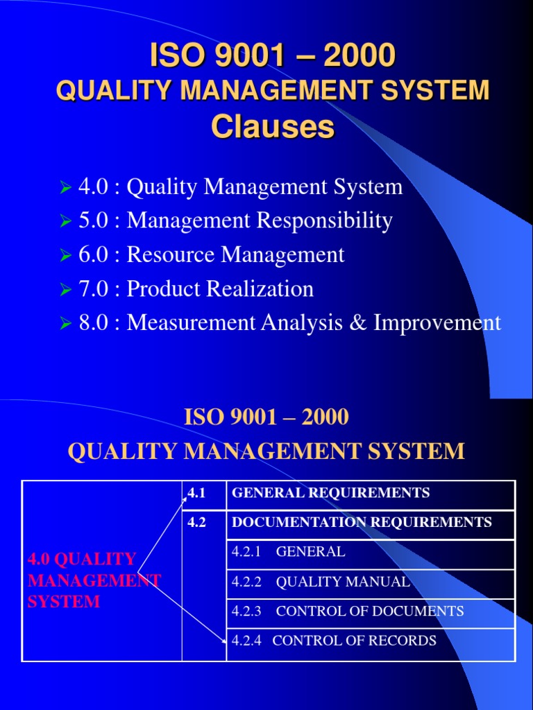 Quality Management System: ISO 9001 - 2000 Clauses | PDF | Iso 9000 ...