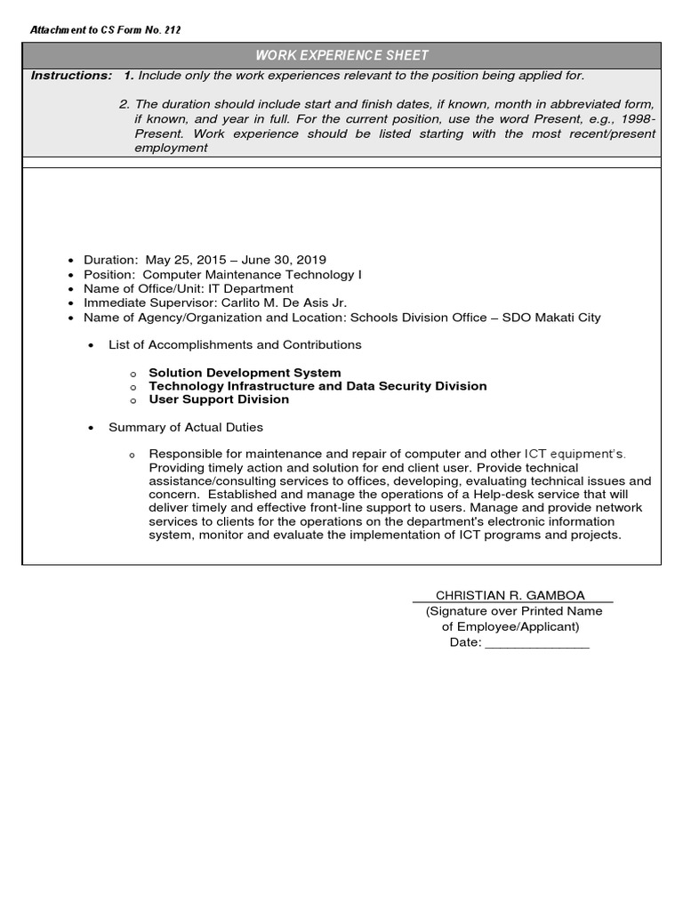 A Career in Computer Maintenance: An Application and Work Experience ...