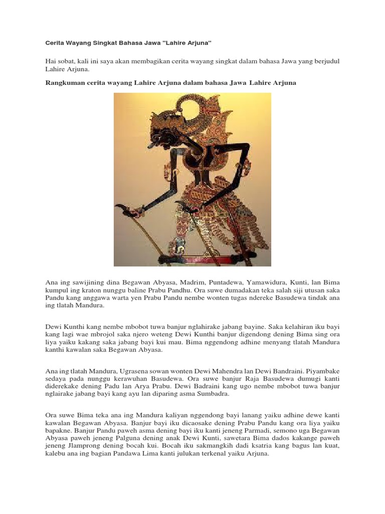 Cerita Wayang Singkat Bahasa Jawa | PDF