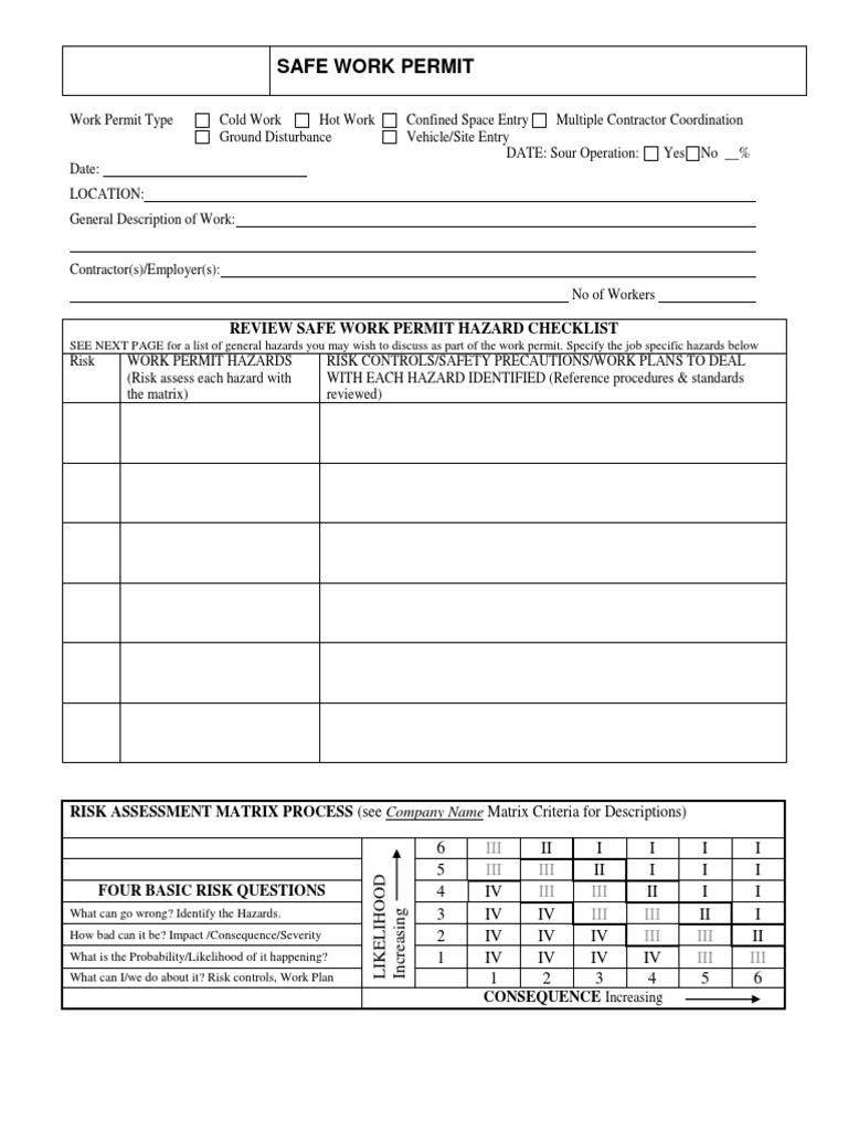 Review Safe Work Permit Hazard Checklist | PDF | Hazards | Risk