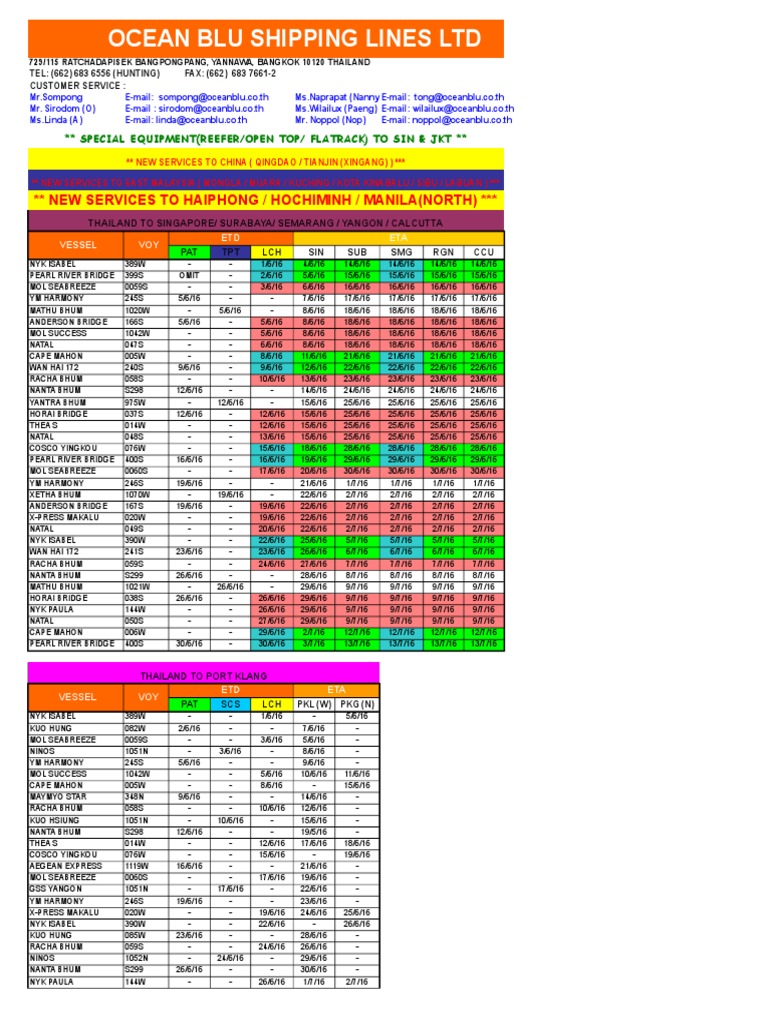 Ocean Blu Shipping Lines LTD: New Services To Haiphong / Hochiminh ...