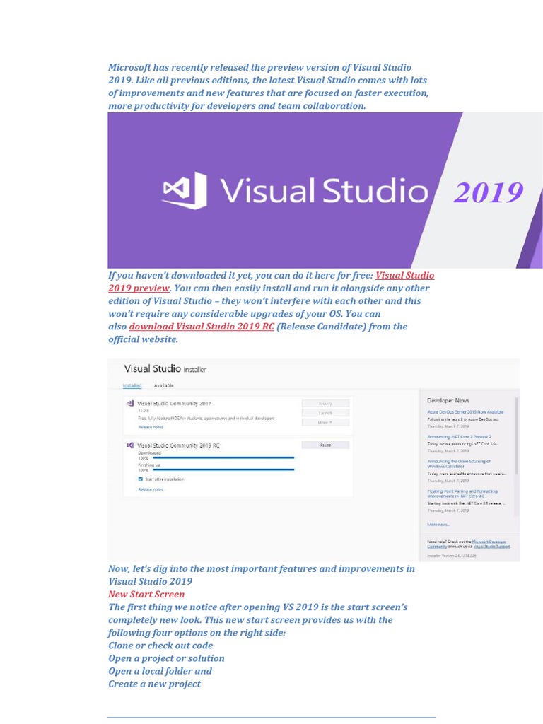 Visual Studio 2019 Preview | PDF | Microsoft Visual Studio | Command Line Interface