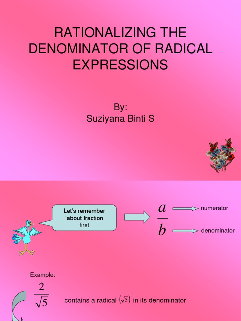 Rationalizing The Denominator of Radical Expressions | PDF | Fraction ...