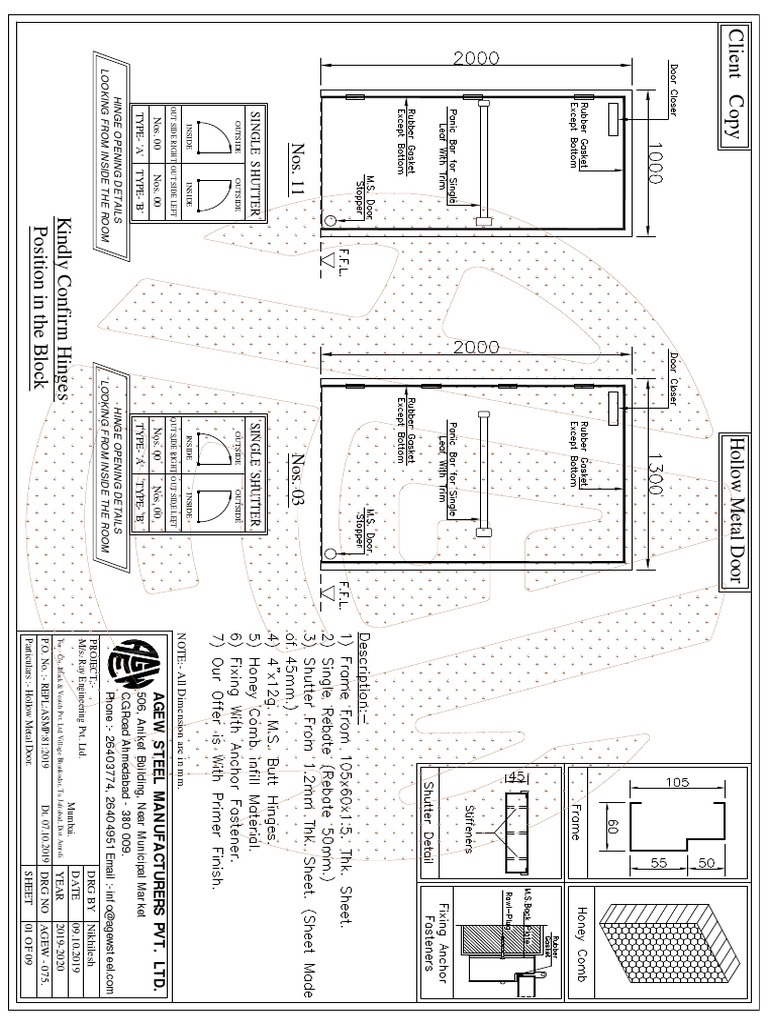 Steel Door Drawings | Download Free PDF | Door | Components