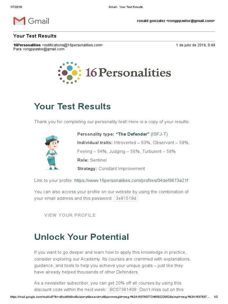 Gmail - Your Test Results | PDF | Gmail | Communication