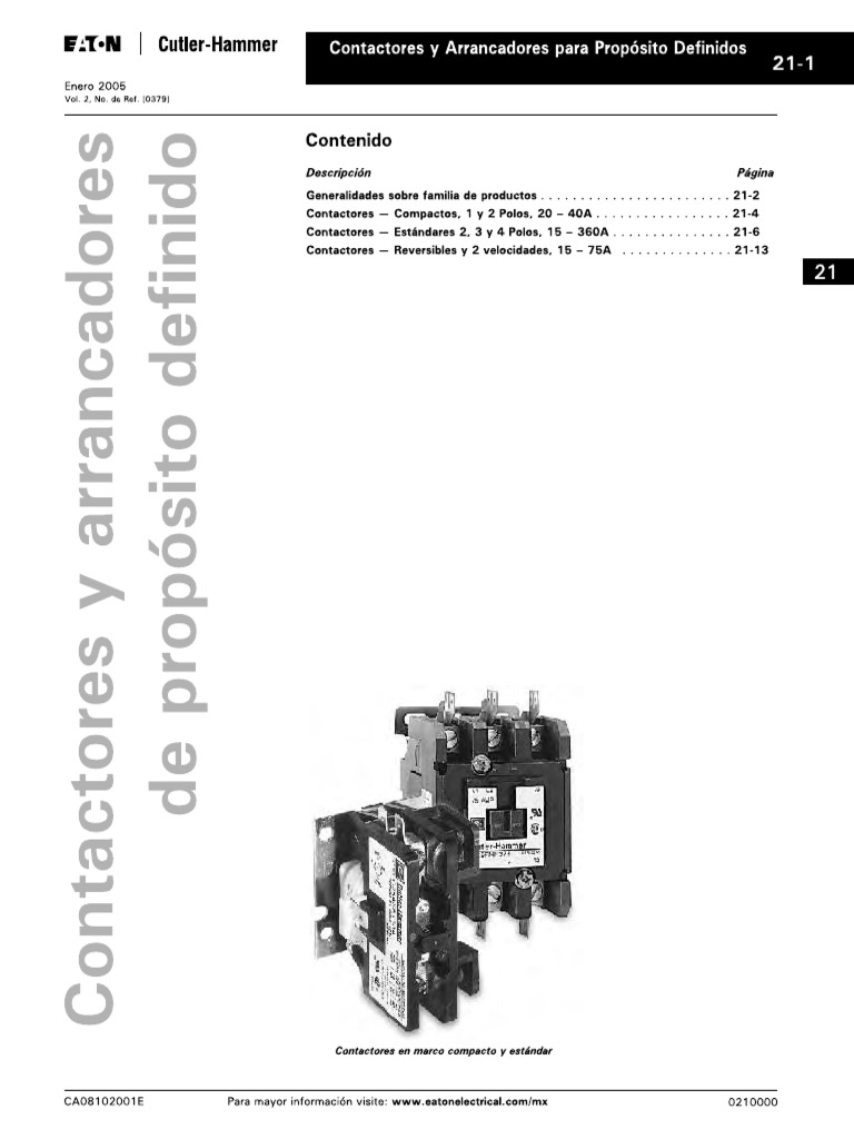 Contactores y Arrancadores de Porpósito Definido (Cat Gral) EATON | PDF