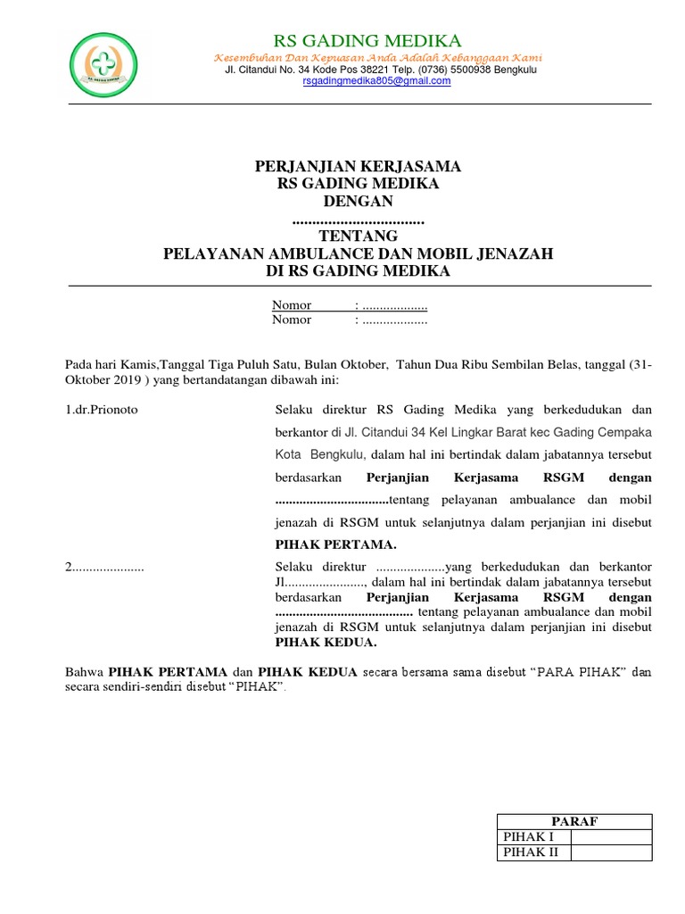 Kerjasama Pelayanan Ambulance Jenazah | PDF