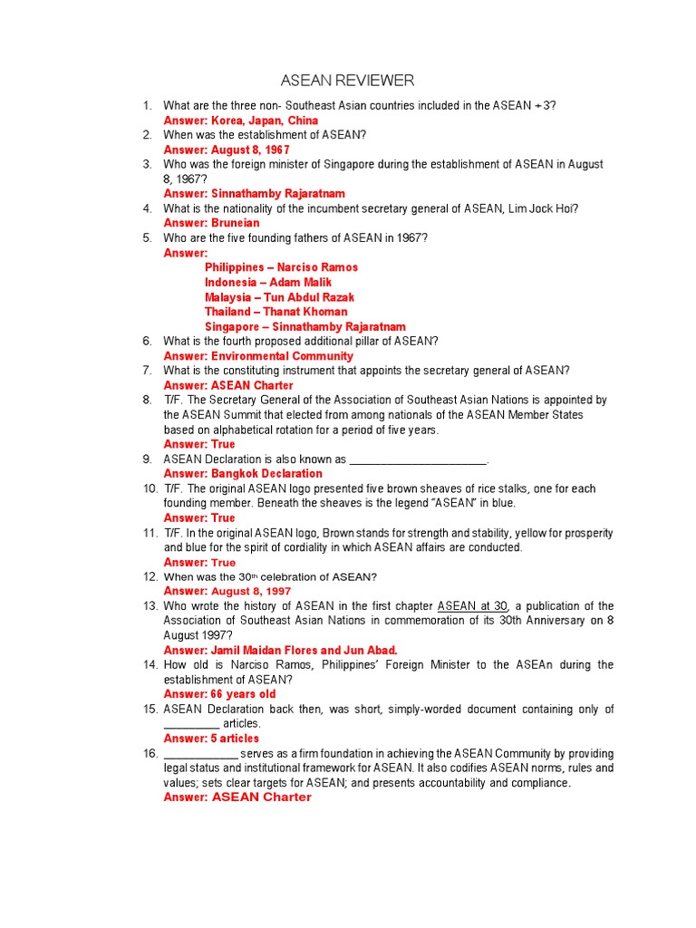 Asean Reviewer: When Was The 30 Celebration of ASEAN? | Download Free ...