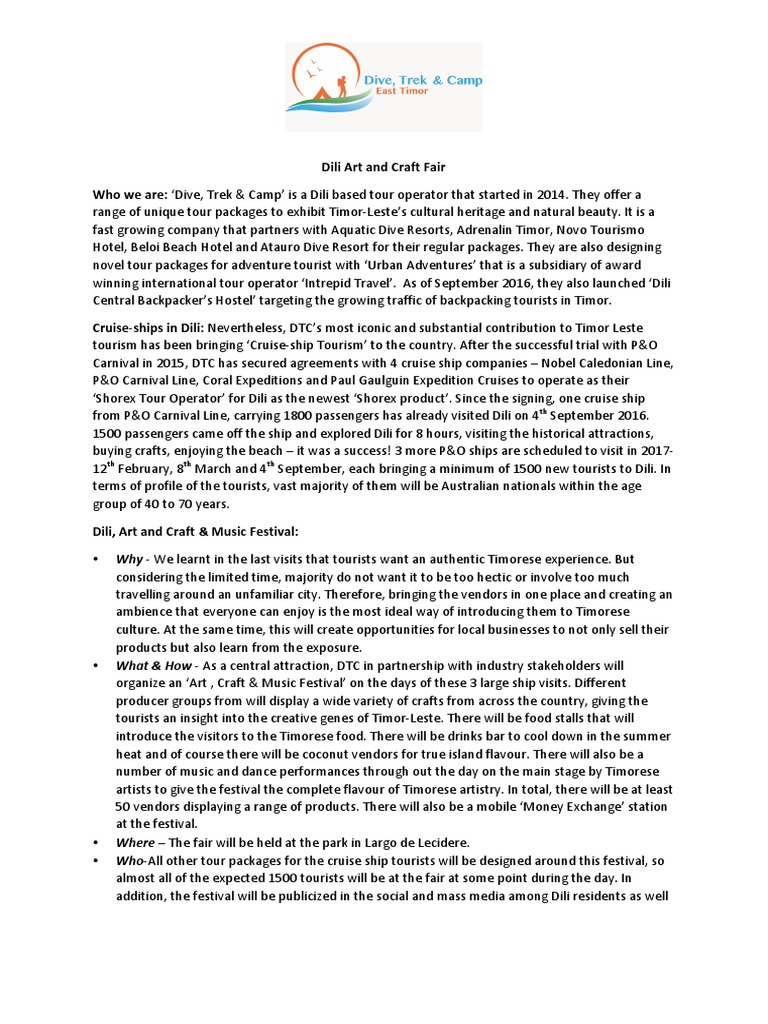 Craft Fair Sponsorship Proposal | PDF | East Timor | Tourism