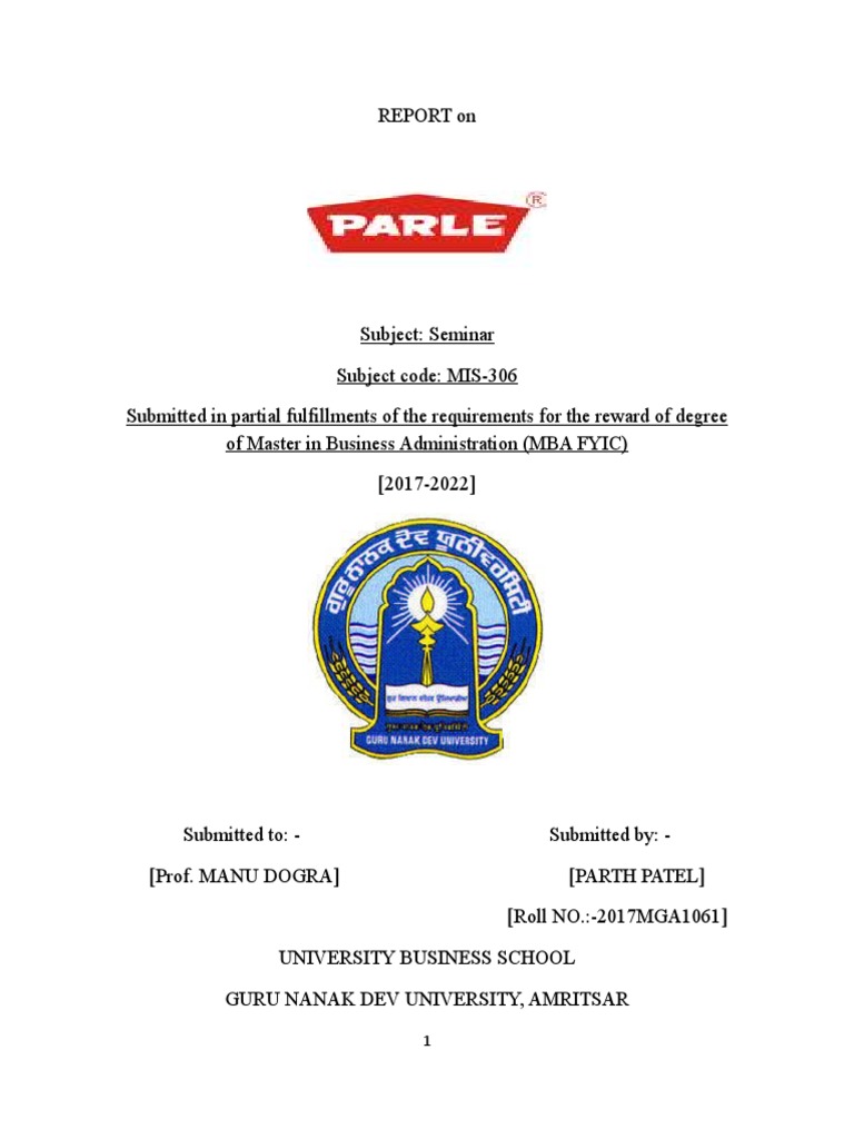 Project Report of Parle Product | PDF | Consumer Behaviour | Strategic ...