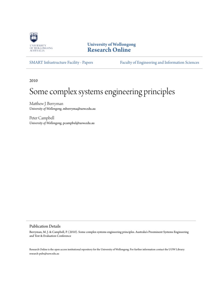 Some Complex Systems Engineering Principles | Download Free PDF ...