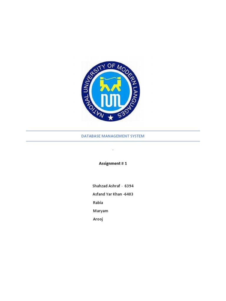 Database Management System .: Assignment # 1 | PDF Database Management System .: Assignment # 1 | PDF