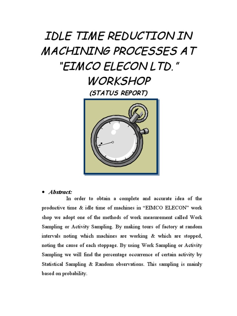 Idle Time Reduction In Machining Processes At Pdf Sampling