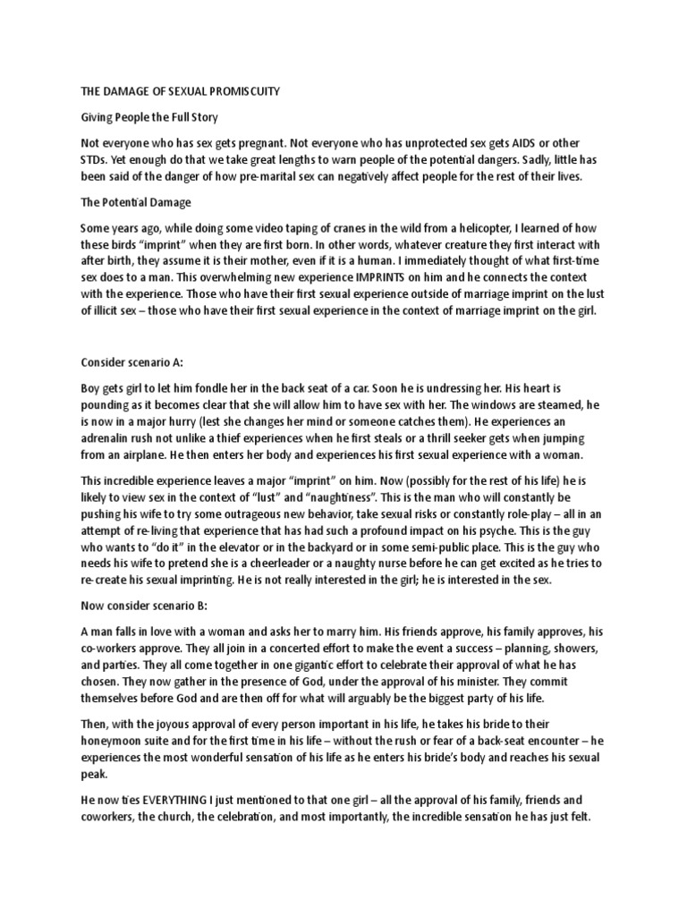 The Damage of Sexual Promiscuity | PDF | Sexual Intercourse | Human ...