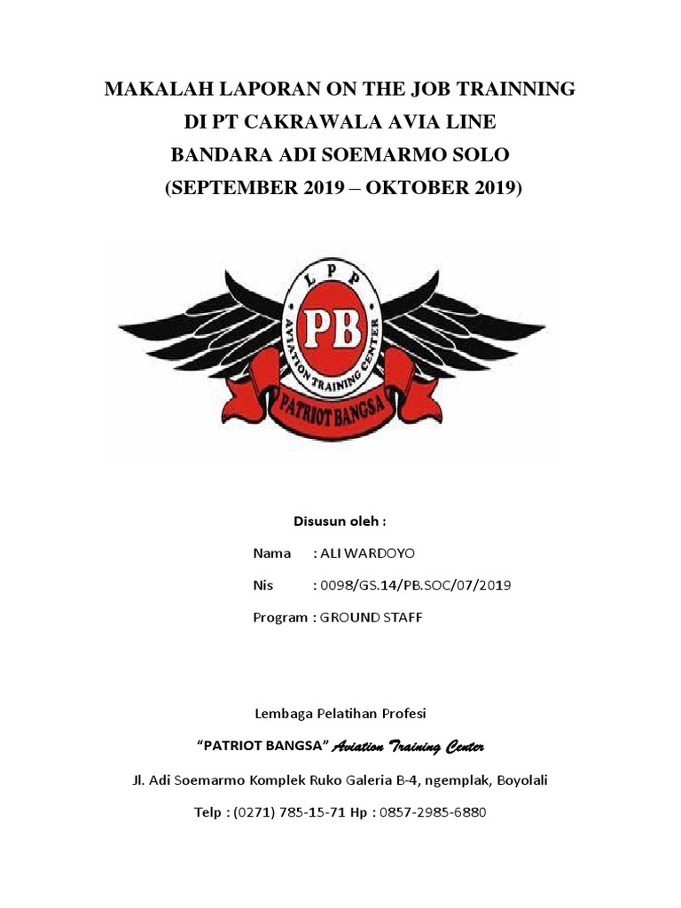 Contoh Cover Laporan OJT di Cakrawala | PDF | Karier & Perkembangan ...