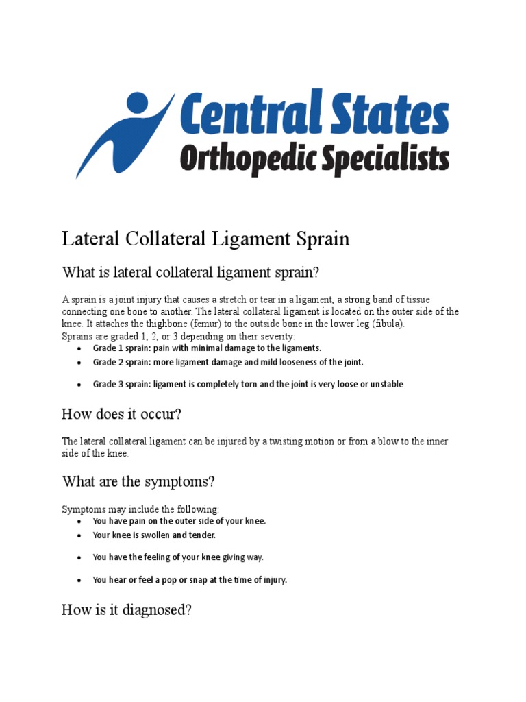 What Is Lateral Collateral Ligament Sprain? | PDF | Knee | Human Leg